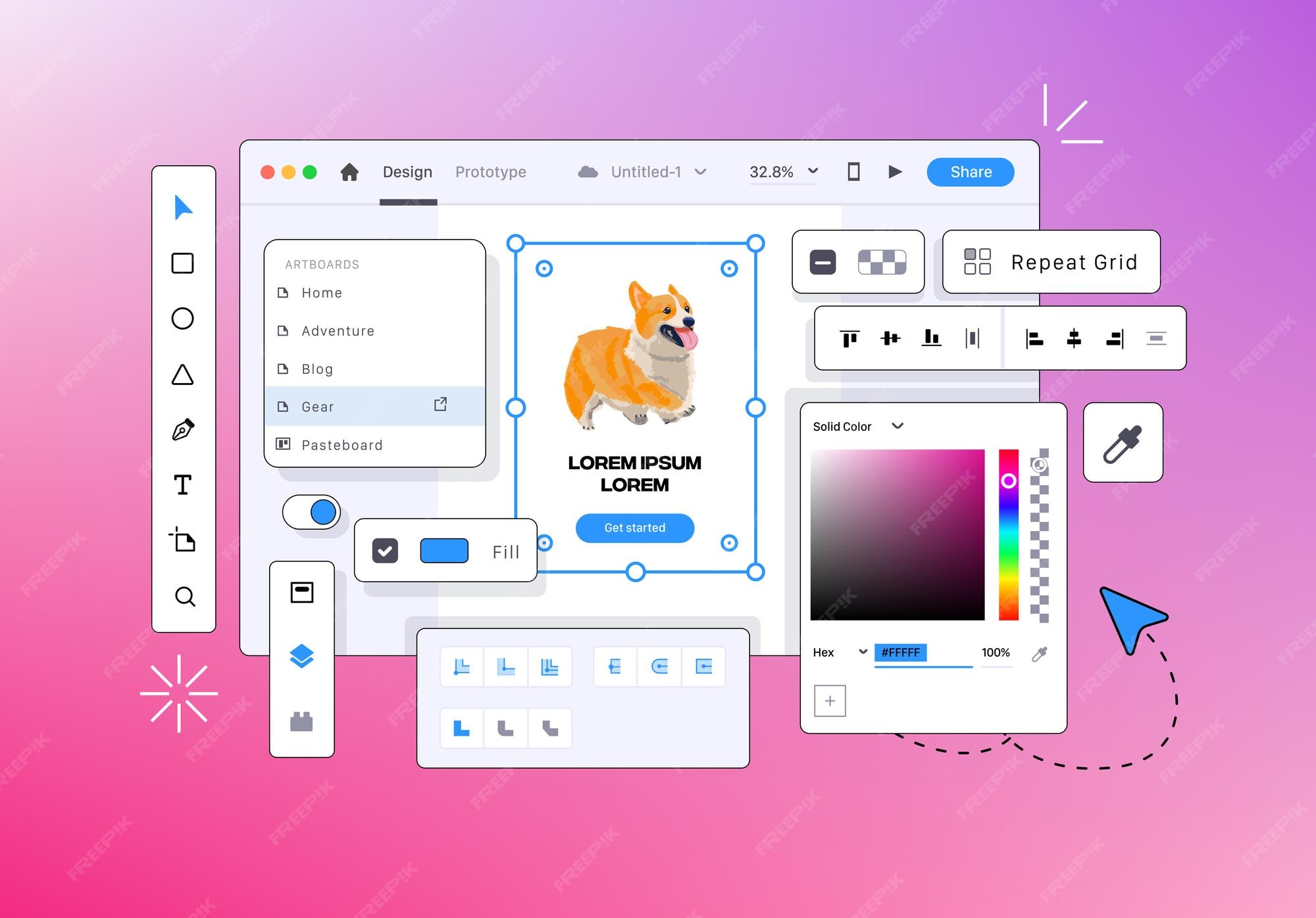 Premium Vector | Program for web designers application for creating a ...