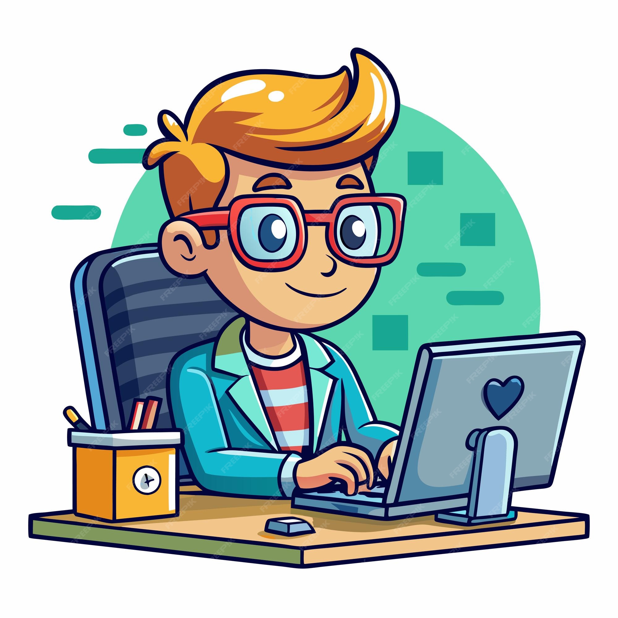 Programmer Cartoon Character Coding Application Vector | Premium AI ...