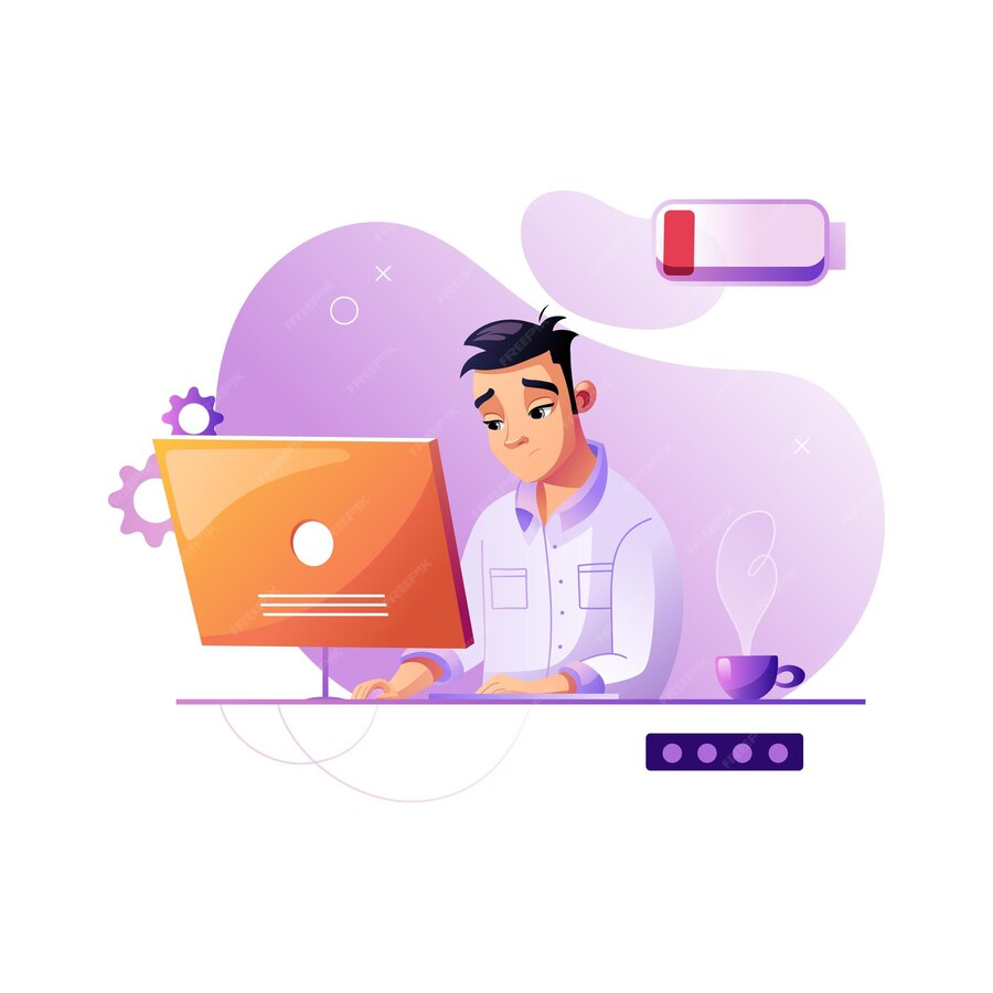 Premium Vector Programmer Coder Is Tired At Work Development Of Programming And Coding