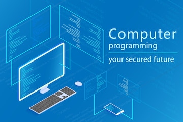 Premium Vector | Programmer coding binary computer isometric flat ...