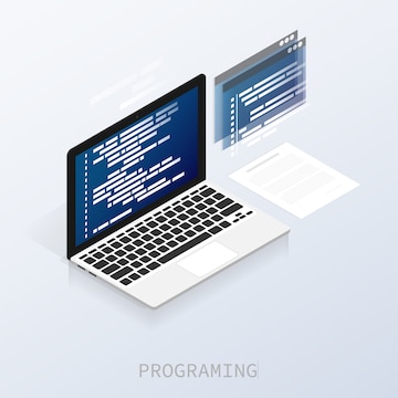 Premium Vector | Programmer coding binary computer isometric flat vector