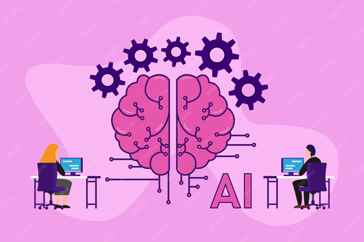 Premium Vector | Programmer coding creating digital brain with neural ...