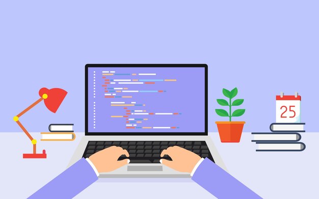 Premium Vector Programmer Concentrated At Project Programming And Coding For Client Web