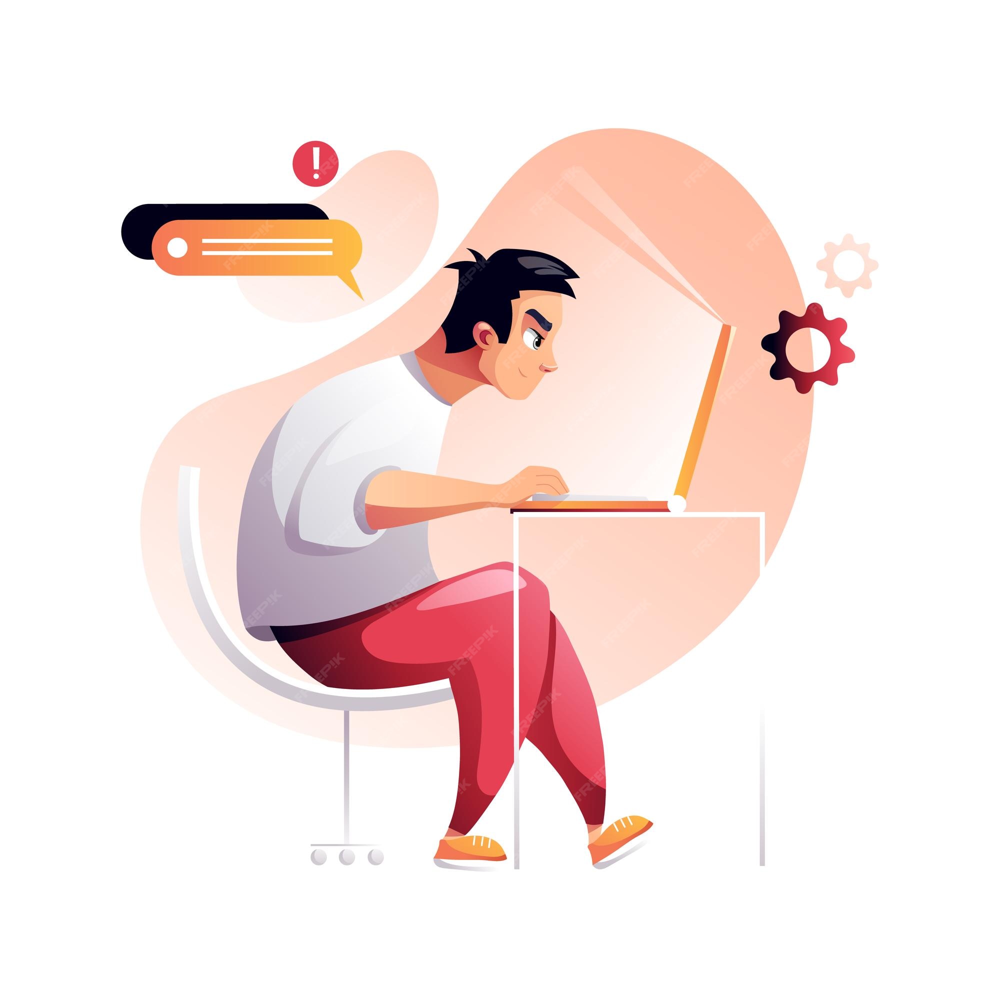 Premium Vector | Programmer concentrated at working project developing ...