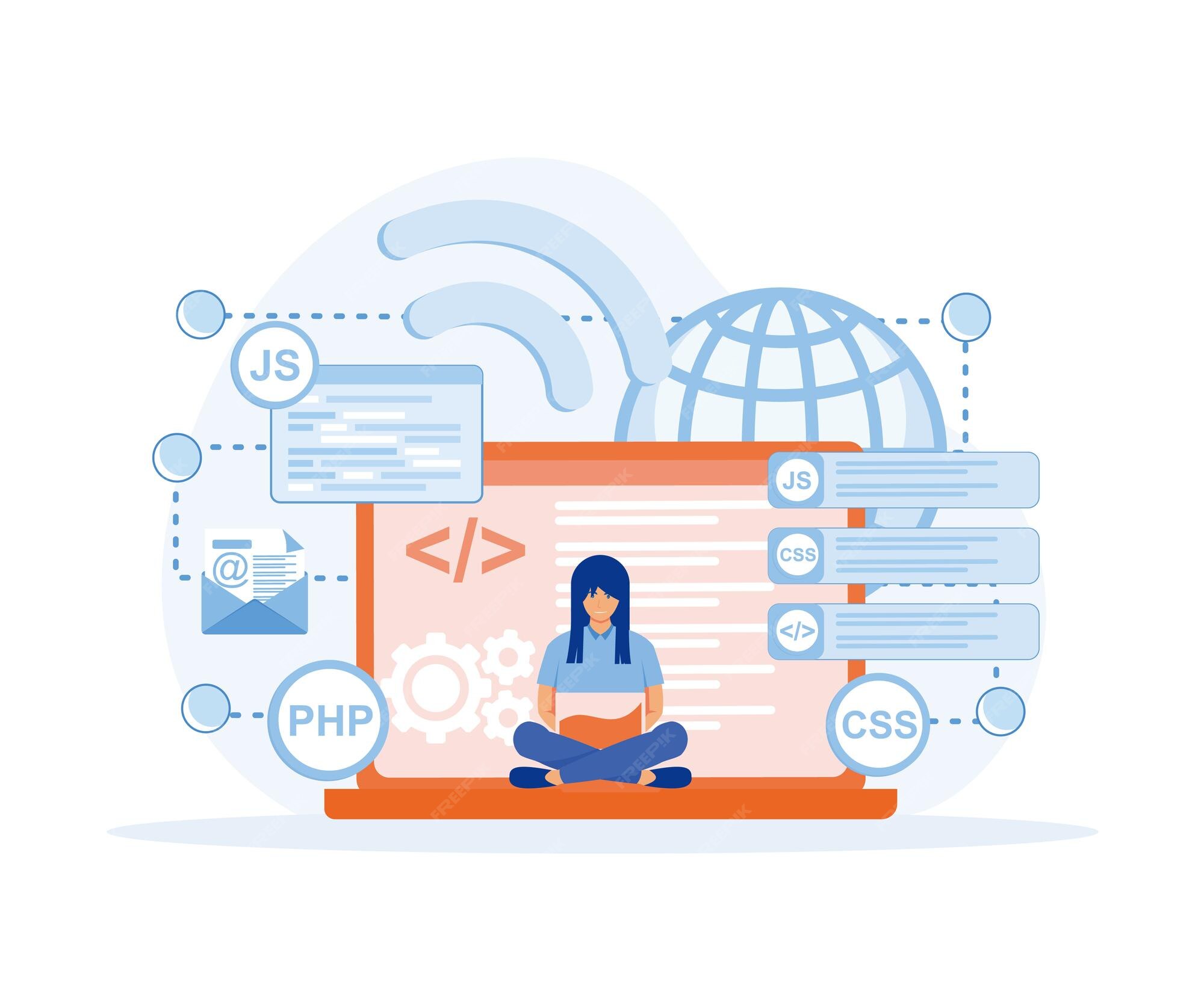 Premium Vector | Programmer developer engineer coding and developing ...