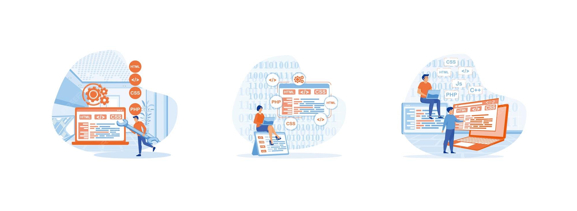 Premium Vector | Programmer developing website coding Programming and ...