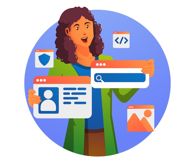 프로그래머 엔지니어링 및 웹사이트 개발 프로그래밍 또는 코딩 프리미엄 벡터