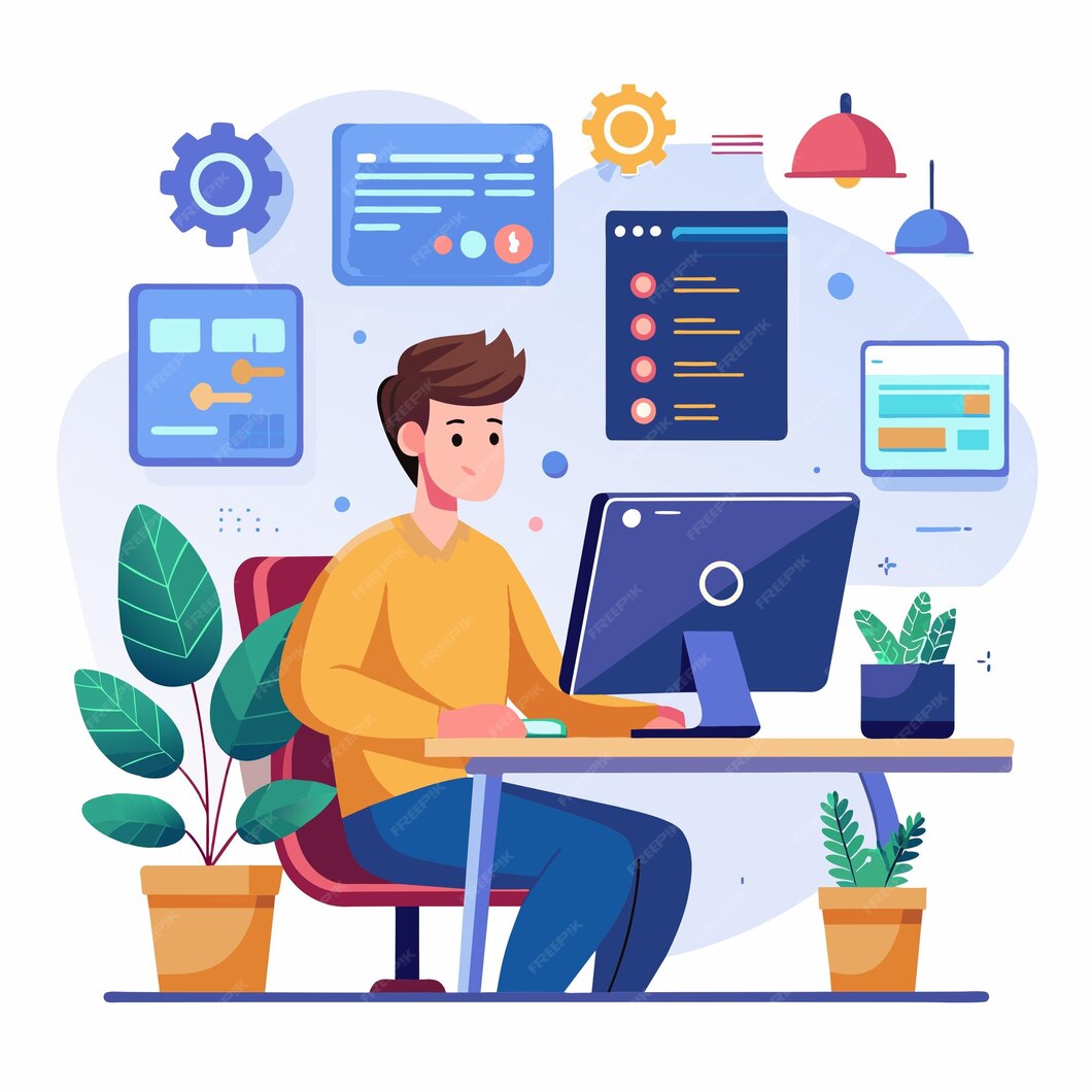 Programmer engineering and coding Programmer working on code for web app development on computer ...