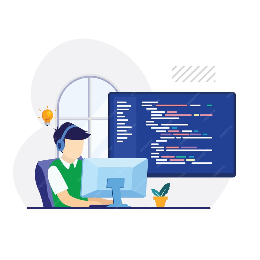 Premium Vector | Programmer and engineering development coding web ...