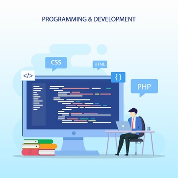 Premium Vector | Programmer and engineering development coding web ...