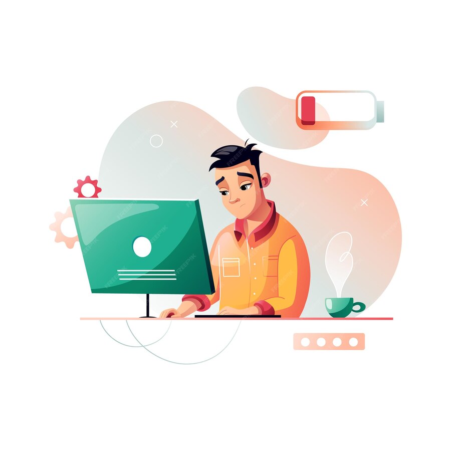 Premium Vector | Programmer is tired at work development of programming ...