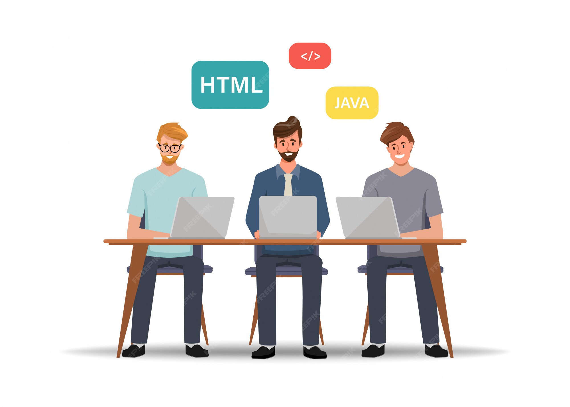 Premium Vector | Programmer job character with a laptop. Development ...