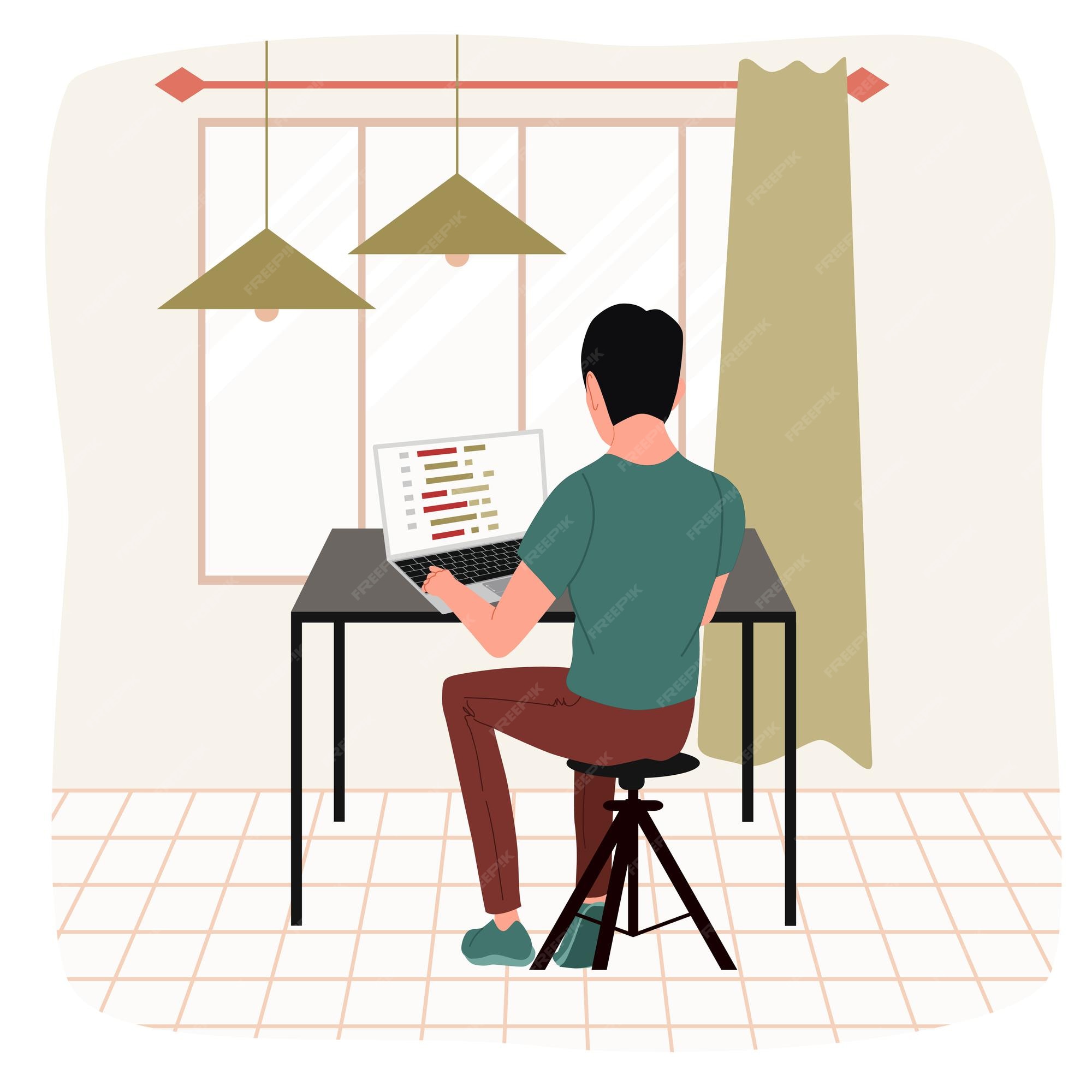 Premium Vector | Programmer at work on web development on a computer ...