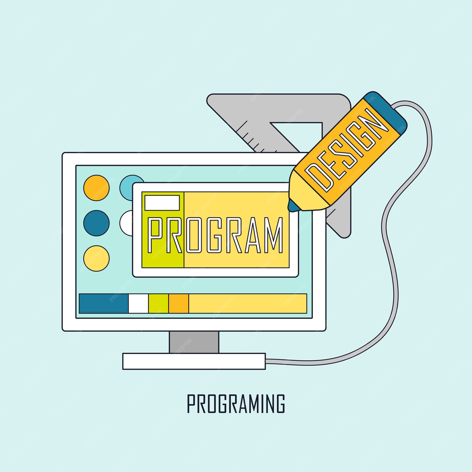 Premium Vector Programmer Workflow For Web Coding In Thin Line Style 1895