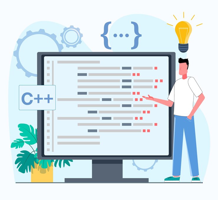 Premium Vector | Programmer working the programmer works on the computer