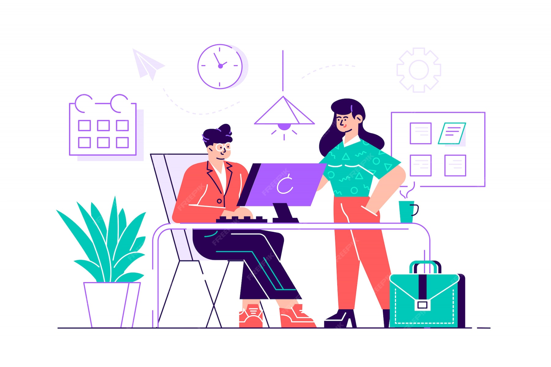 Premium Vector | Programmers or coders working together. front-end and ...