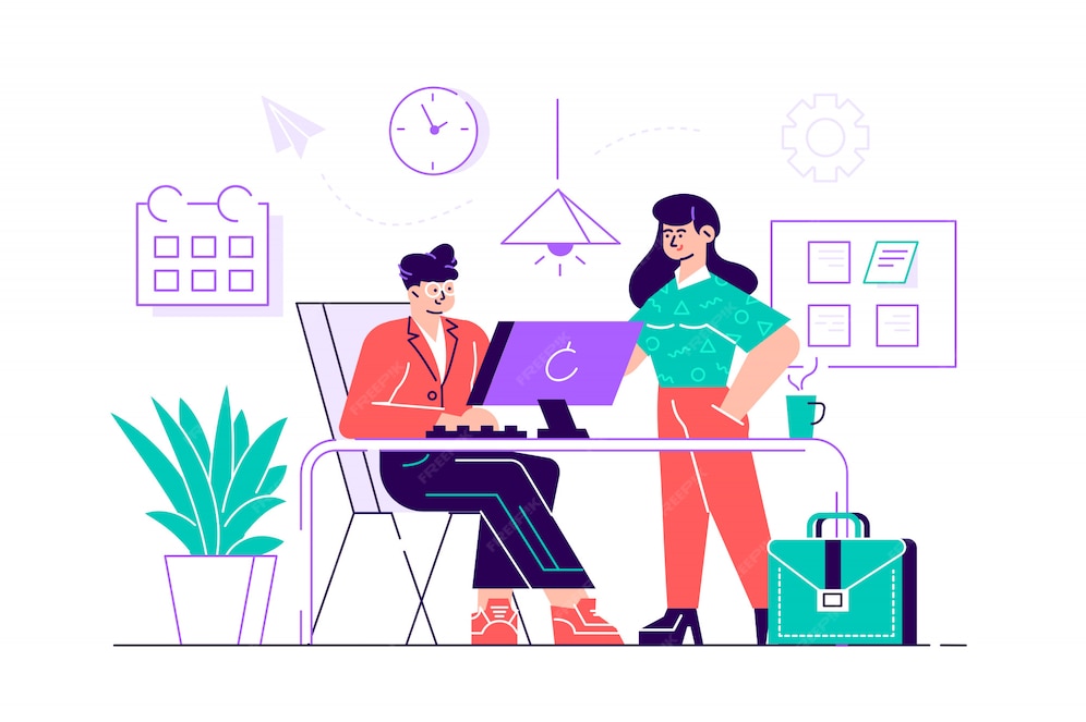 Premium Vector | Programmers or coders working together. front-end and back-end software ...