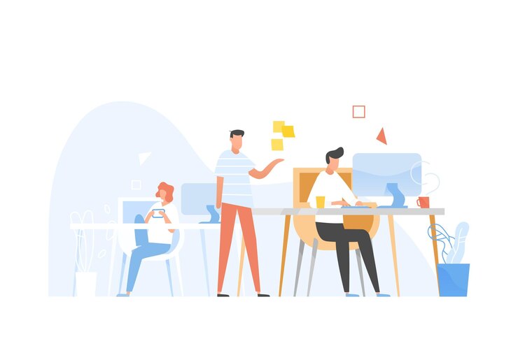 Premium Vector Programmers Or Coders Working Together Front End And