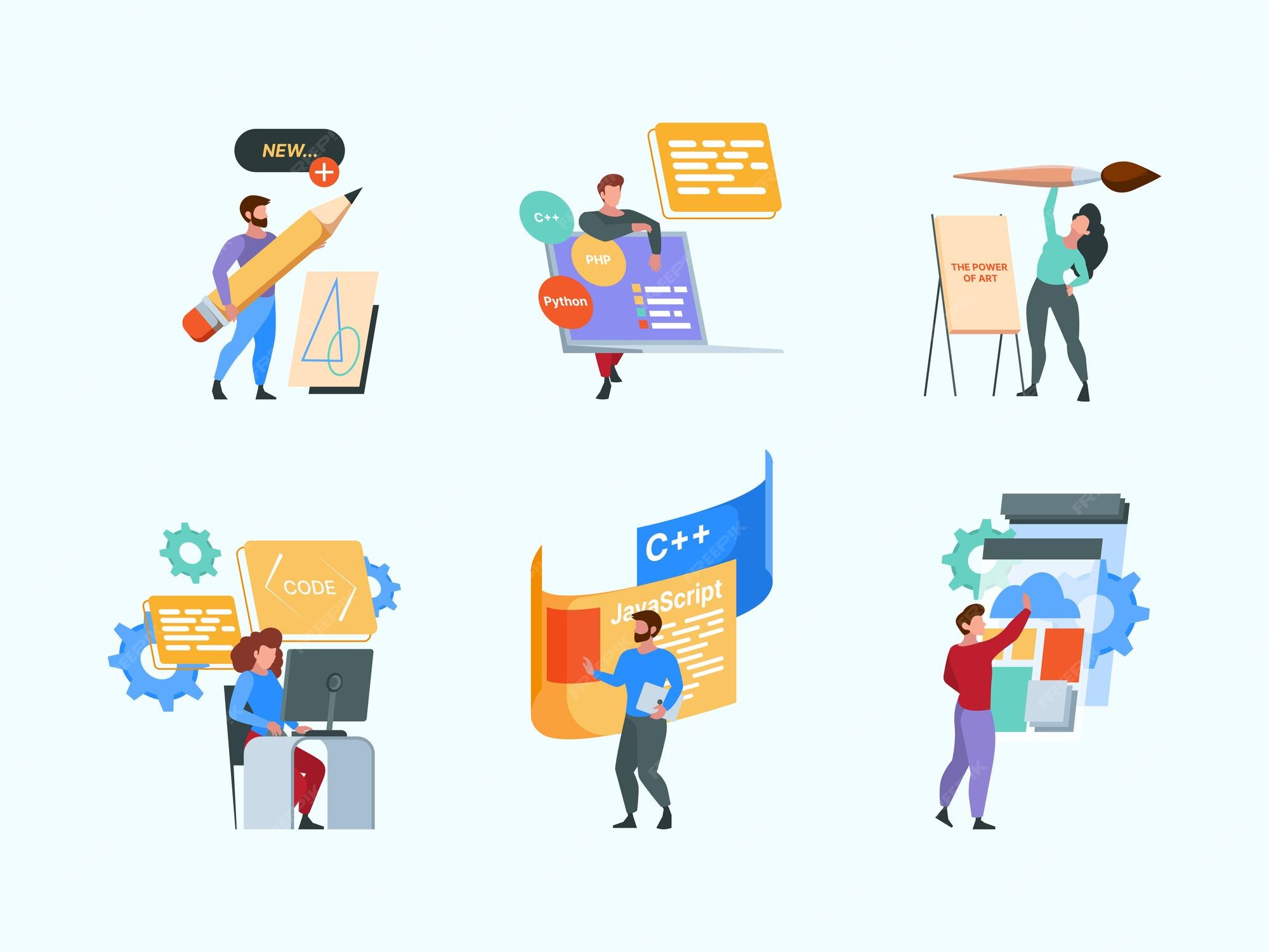 Premium Vector | Programmers coworking freelancers young persons coders ... Premium Vector | Programmers coworking freelancers young persons coders ...