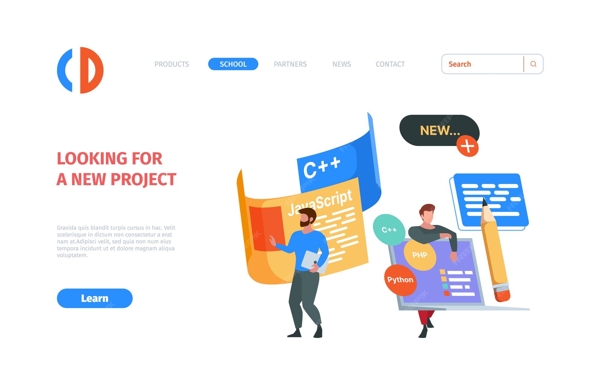 Premium Vector | Programmers landing page business web page template with designers and coders ...