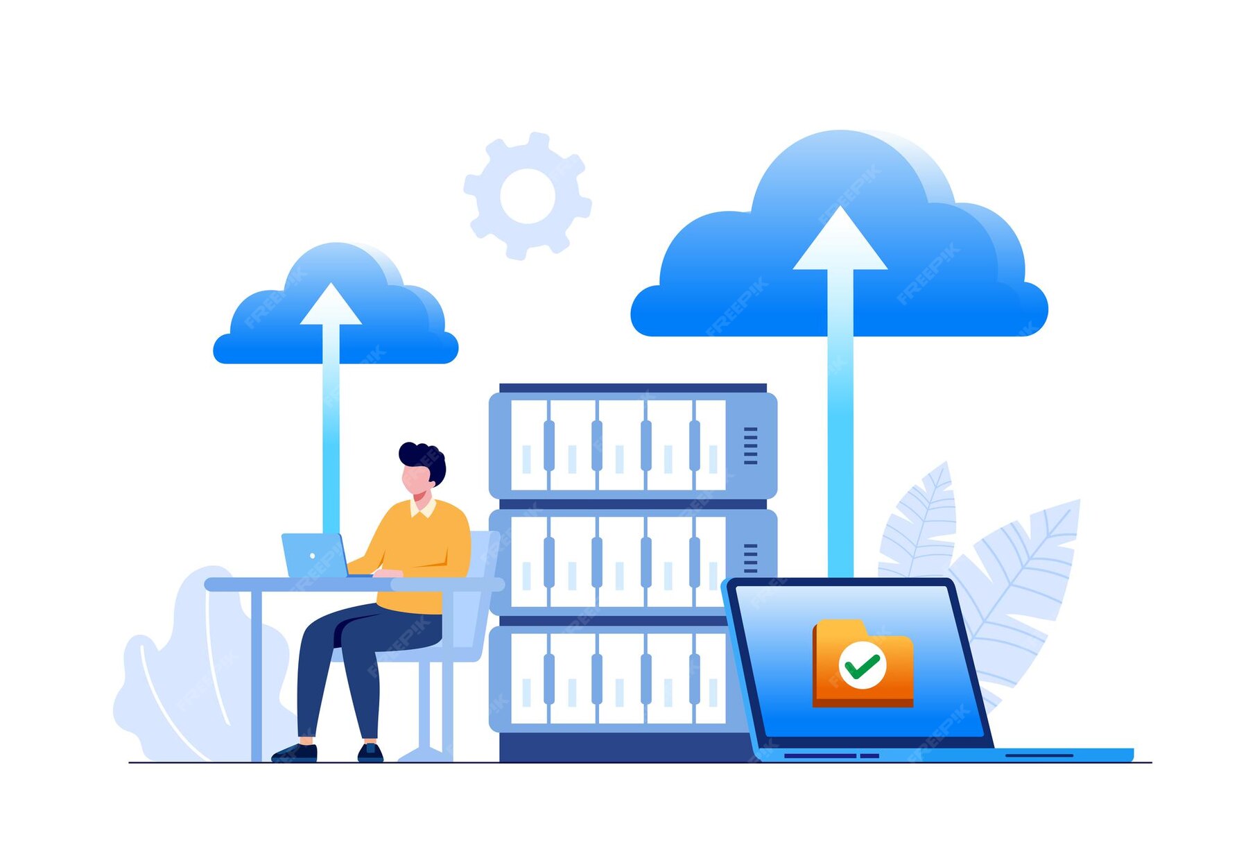 Premium Vector | Programmers with laptops working on code and big data ...