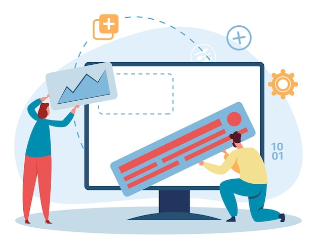 Premium Vector Programmers At Work People Working On Website Development Man And Woman