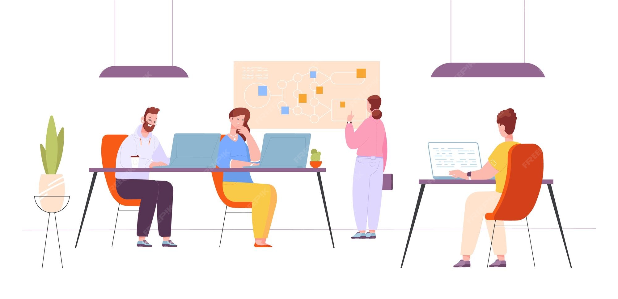 Premium Vector | Programmers working together People in co work agency ...