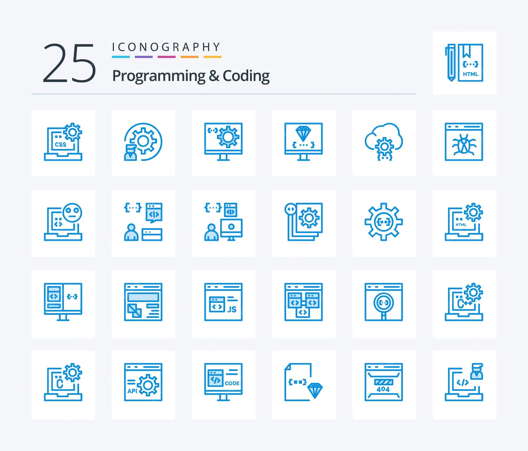 Premium Vector | Programming And Coding 25 Blue Color icon pack including develop cloud process ...