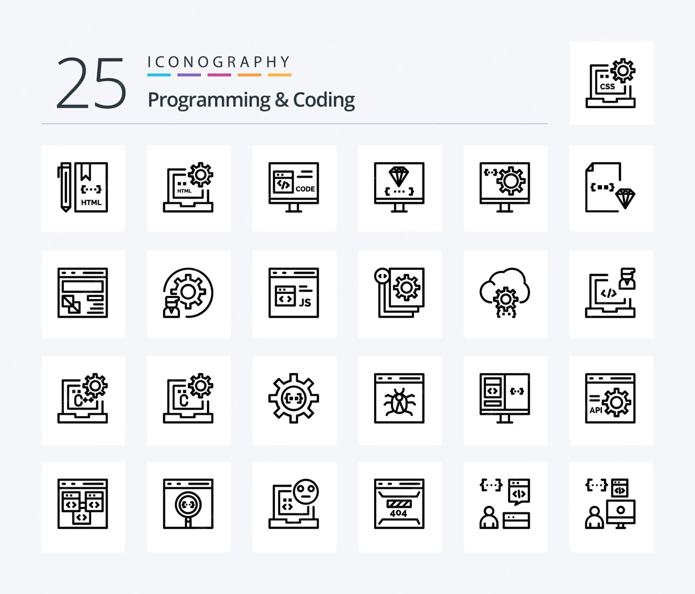 Premium Vector Programming And Coding 25 Line Icon Pack Including Development Coding Develop