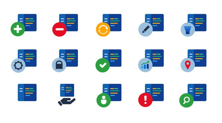 Premium Vector | Programming coding code editor software application development icon set ...
