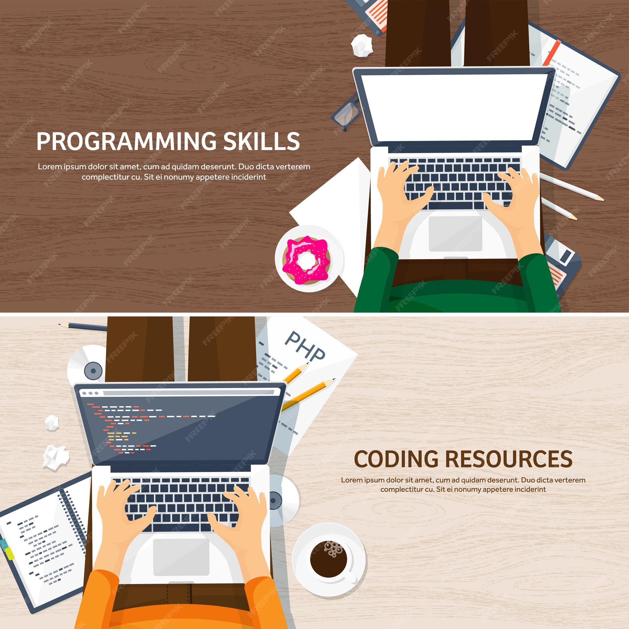 Premium Vector | Programming coding flat computing background code hardware software web ...
