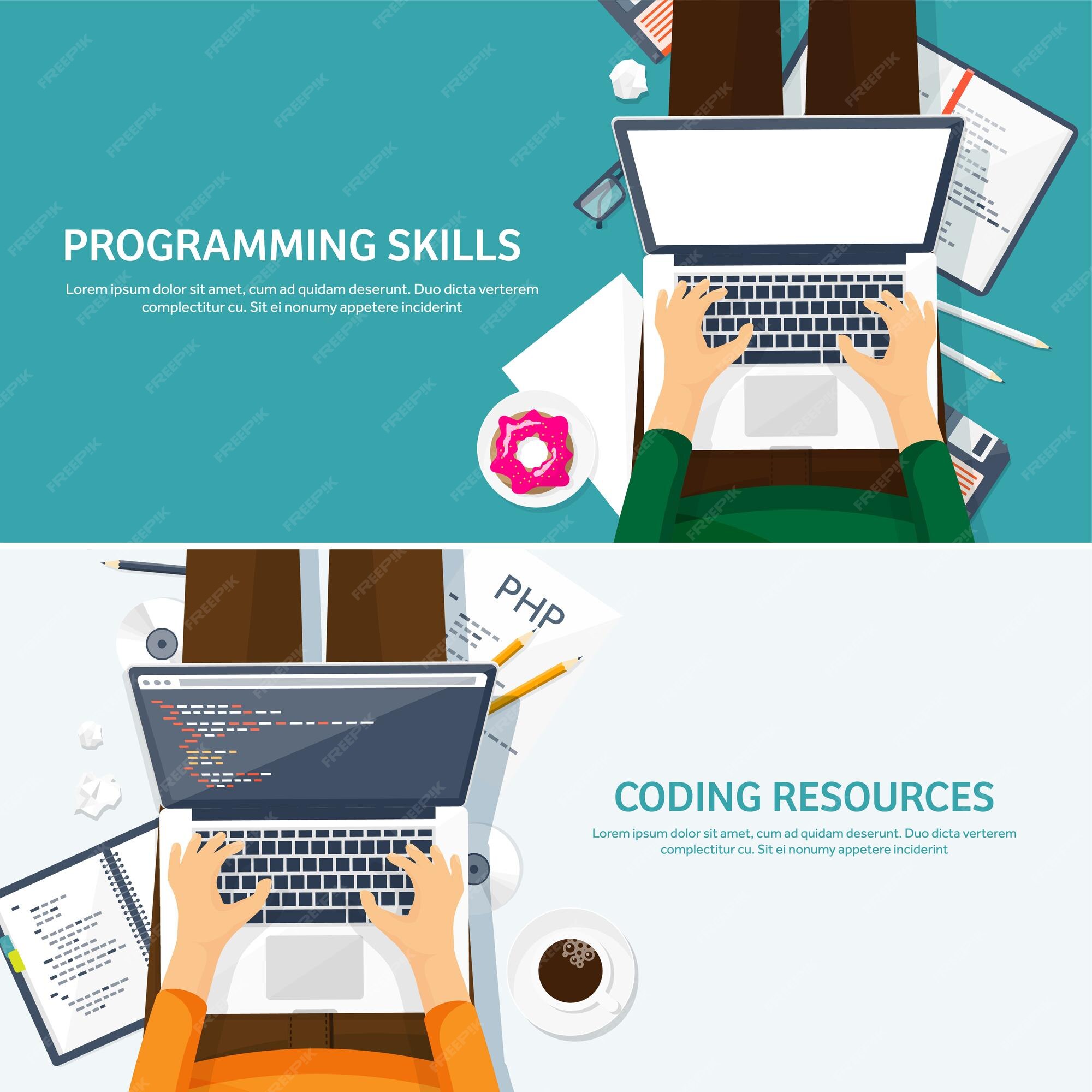 Premium Vector | Programming coding flat computing background code hardware software web ...