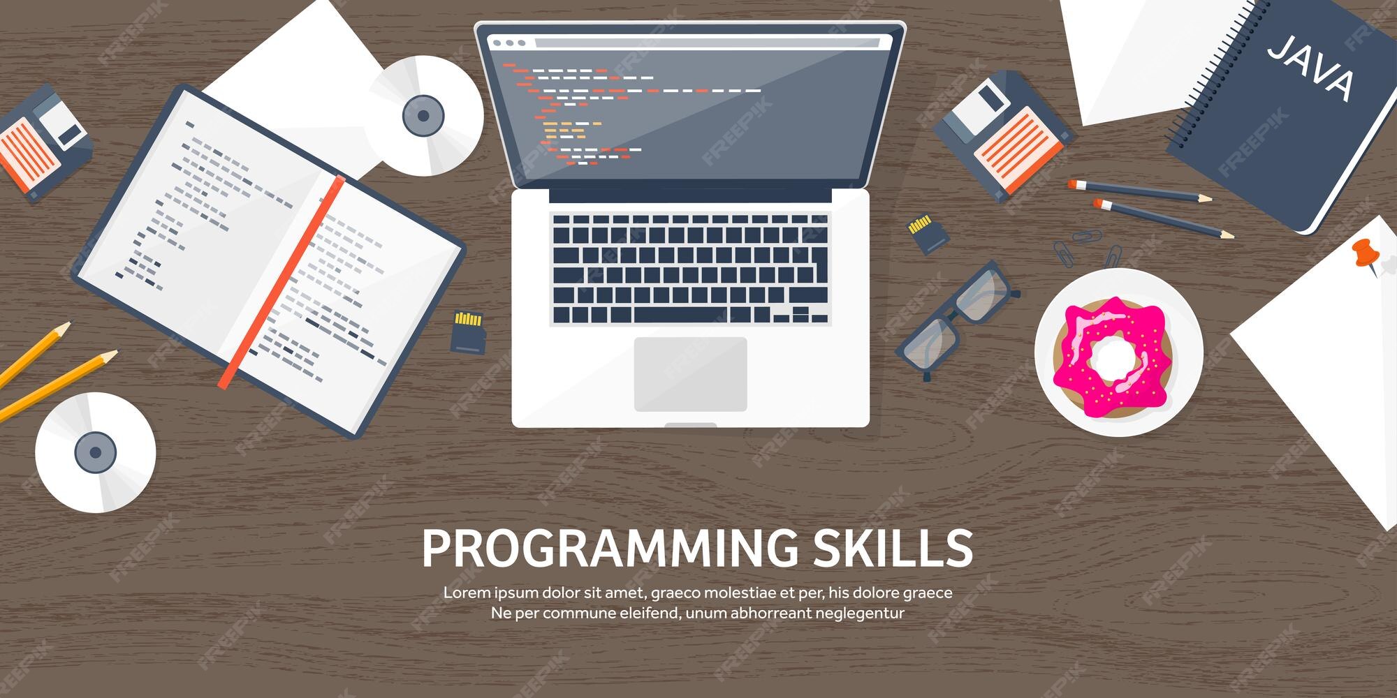 Premium Vector | Programming and coding flat computing background code hardware software web ...