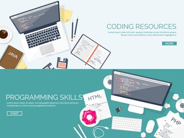 Premium Vector | Programming and coding flat computing background code hardware software web ...