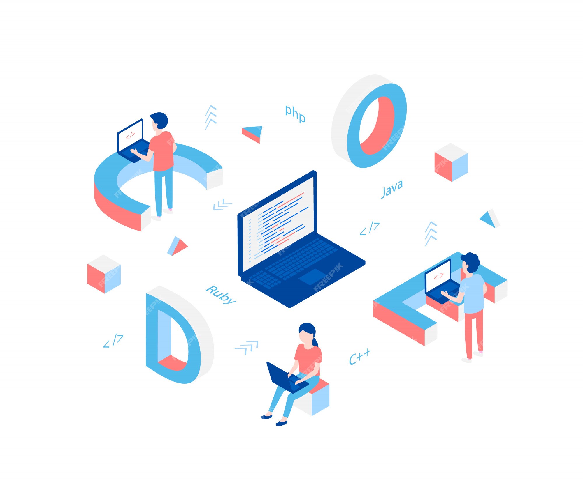 Premium Vector Programming Coding Isometric Concept