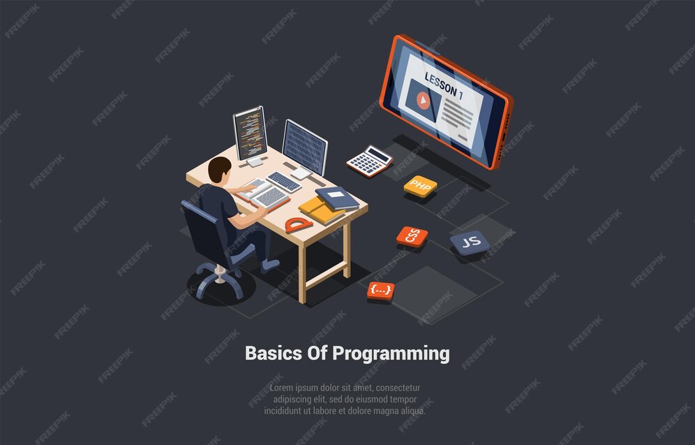 Premium Vector | Programming and coding it online school for beginners ...
