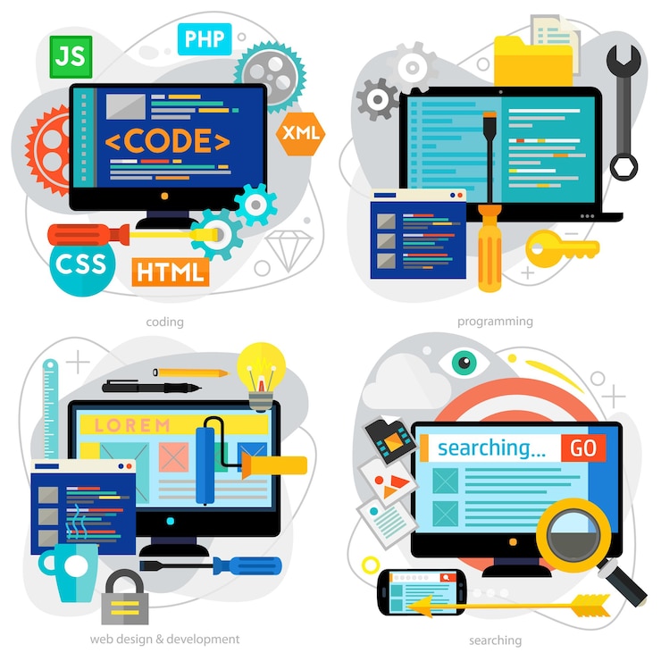 Premium Vector | Programming and coding, scripting and website ...