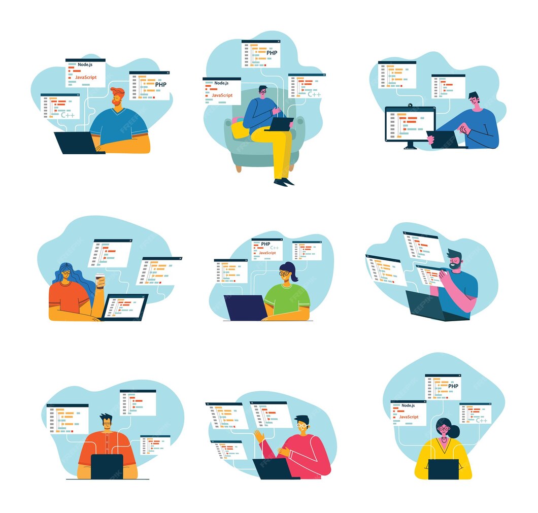 Premium Vector | Programming and coding, website development