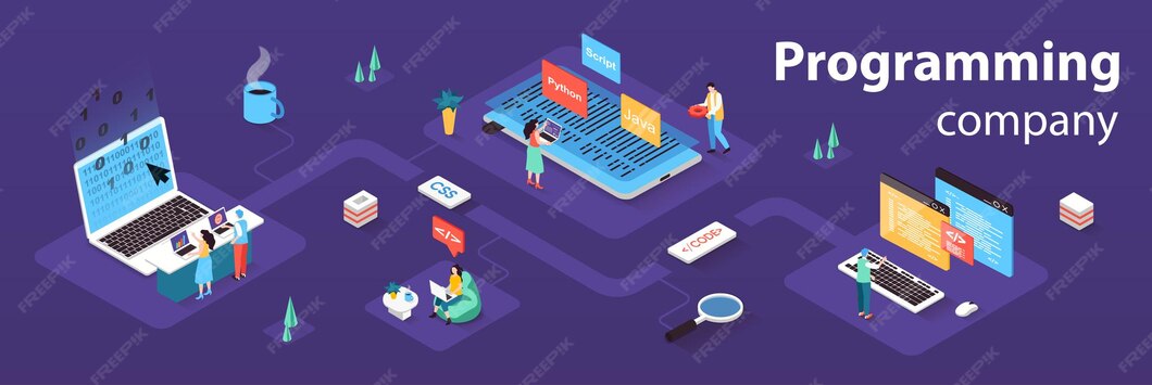 Premium Vector Programming Company Concept 3d Isometric Infographics