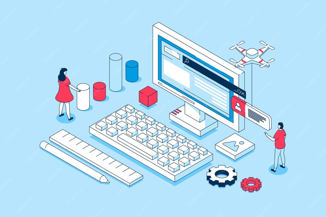 Premium Vector | Programming concept in 3d isometric design people working with code or script ...