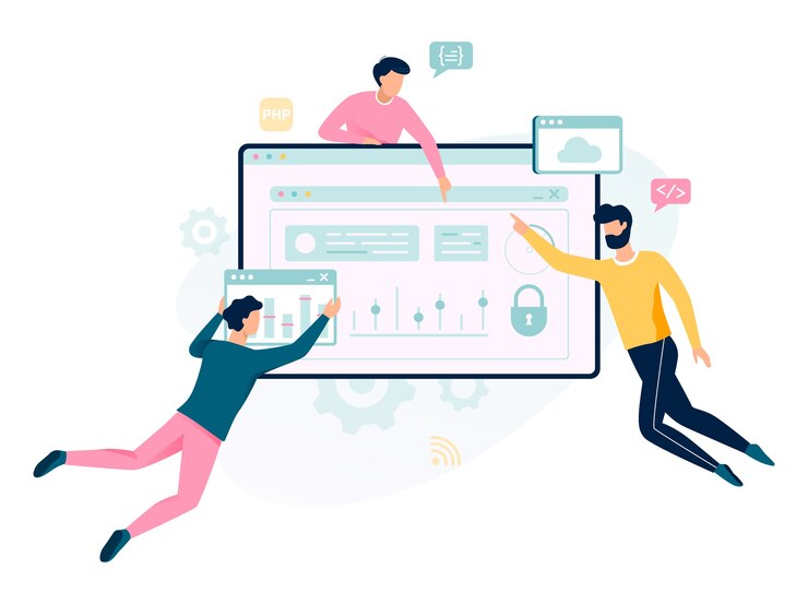 Premium Vector | Programming concept. idea of working on computer ...