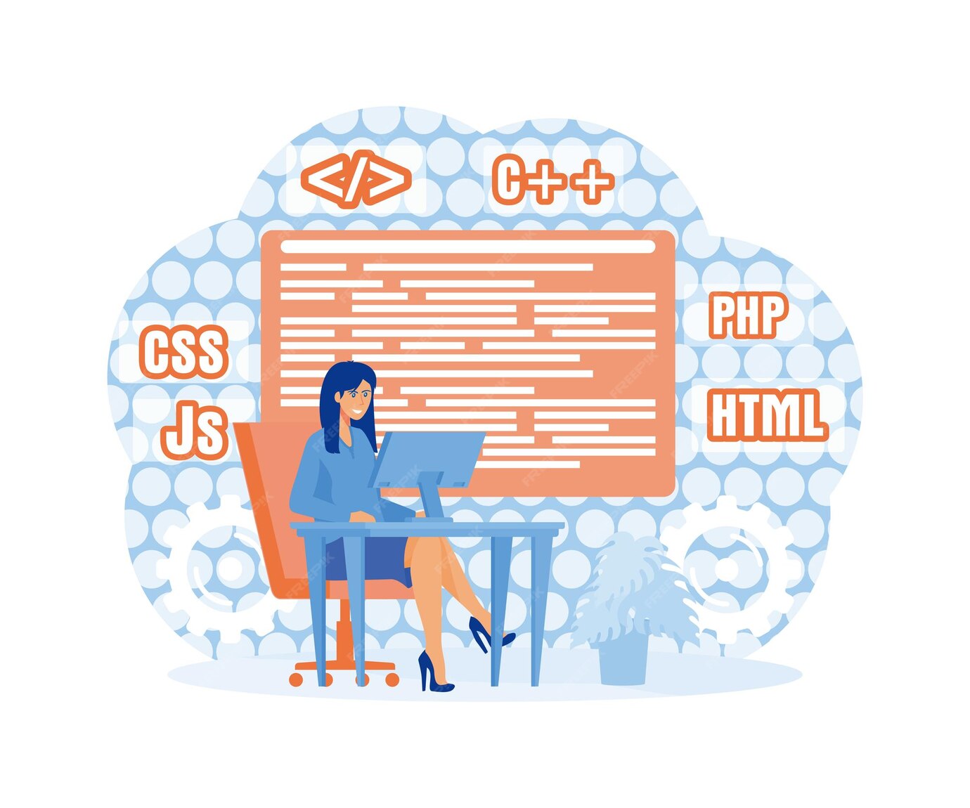 Premium Vector | Programming and engineering development girl programmer or developer create ...