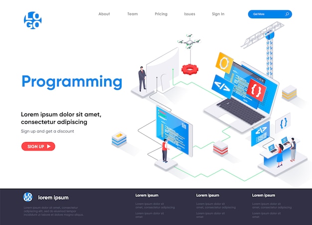 Premium Vector | Programming isometric landing page Premium Vector | Programming isometric landing page