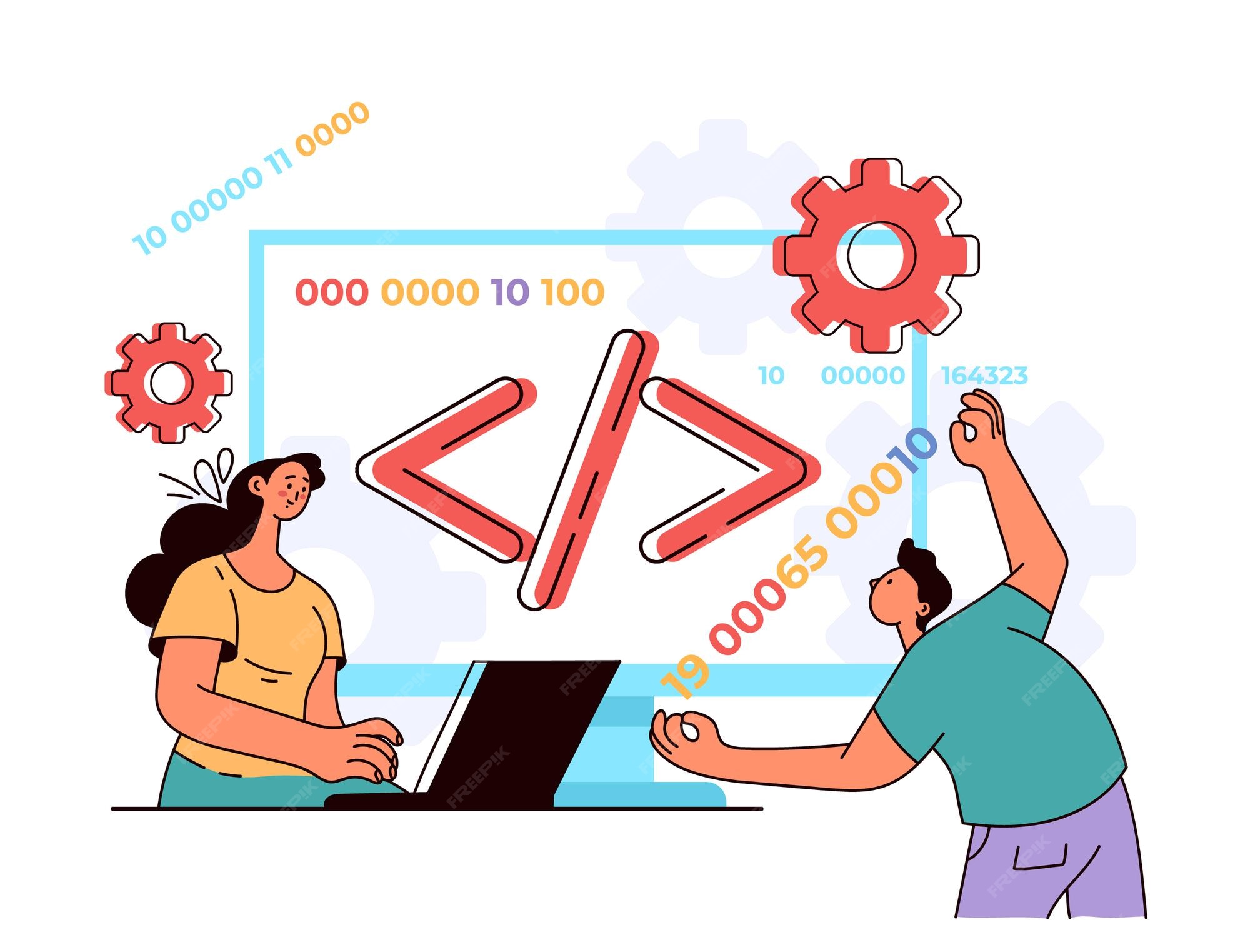 Premium Vector Programming Language Coding Php Developer Software Javascript Concept Flat