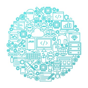Premium Vector | Programming Line Icon Circle Design. Vector ...