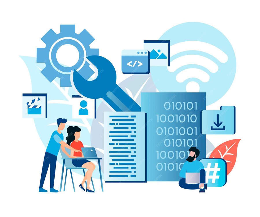 Premium Vector | Programming skills data center services data storage ...