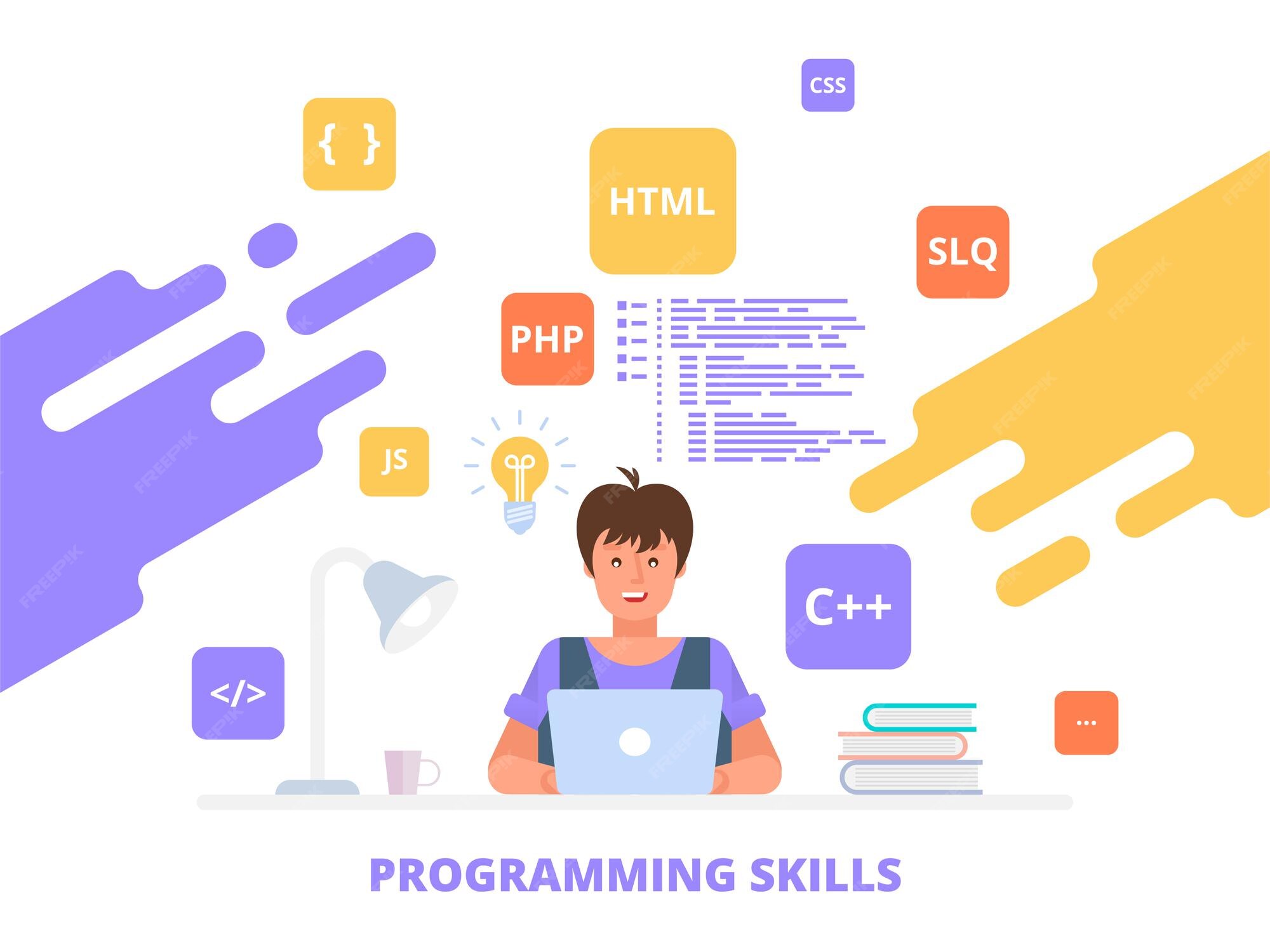 Premium Vector Programming Skills Working Programmer Software