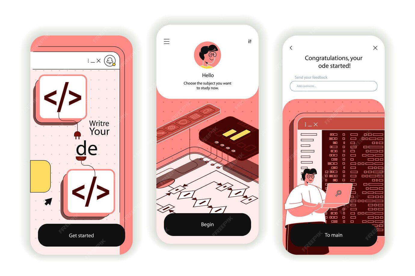 Premium Vector Programming Software Concept Onboarding Screens Ui Ux Gui User Interface Kit
