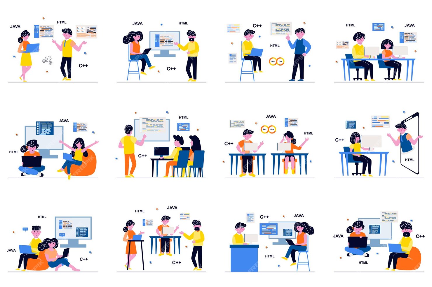 Premium Vector Programming Software Concept With Tiny People Scenes Set In Flat Design Bundle