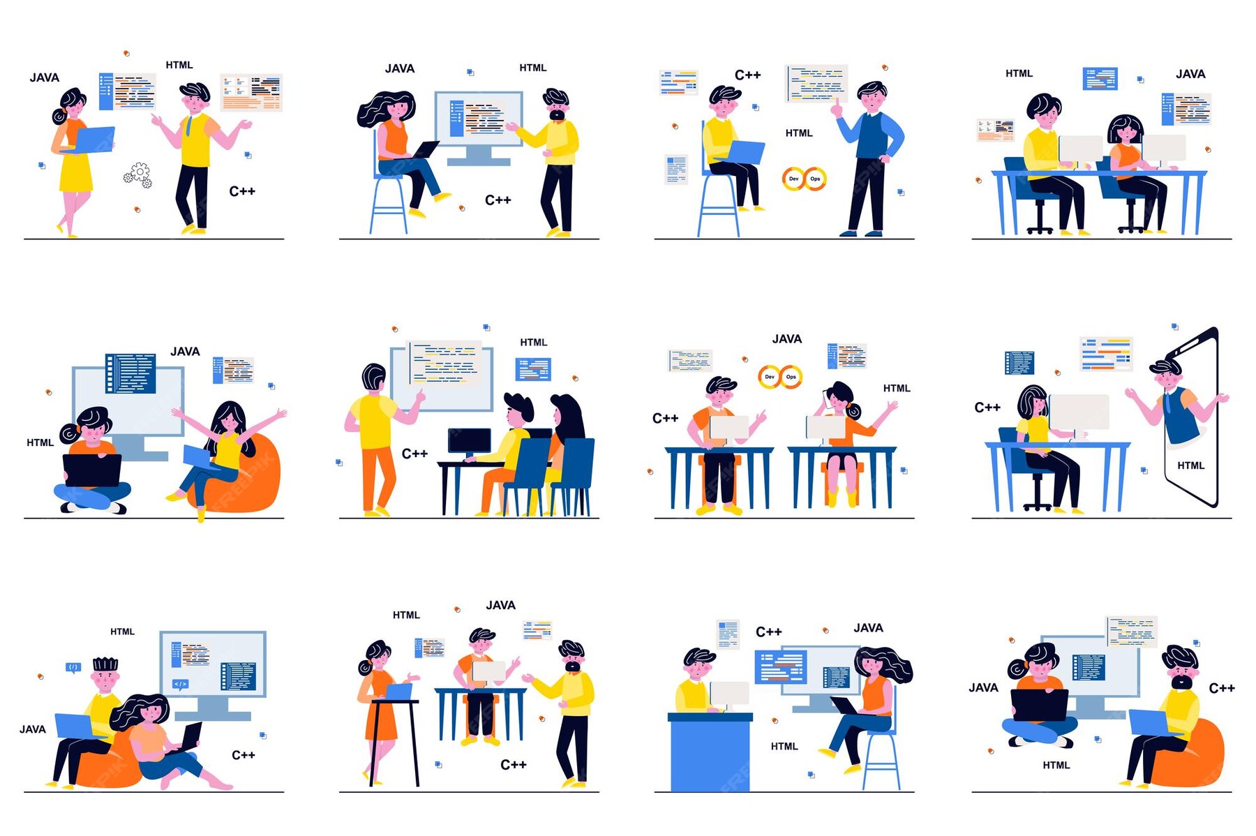 Premium Vector Programming Software Concept With Tiny People Scenes